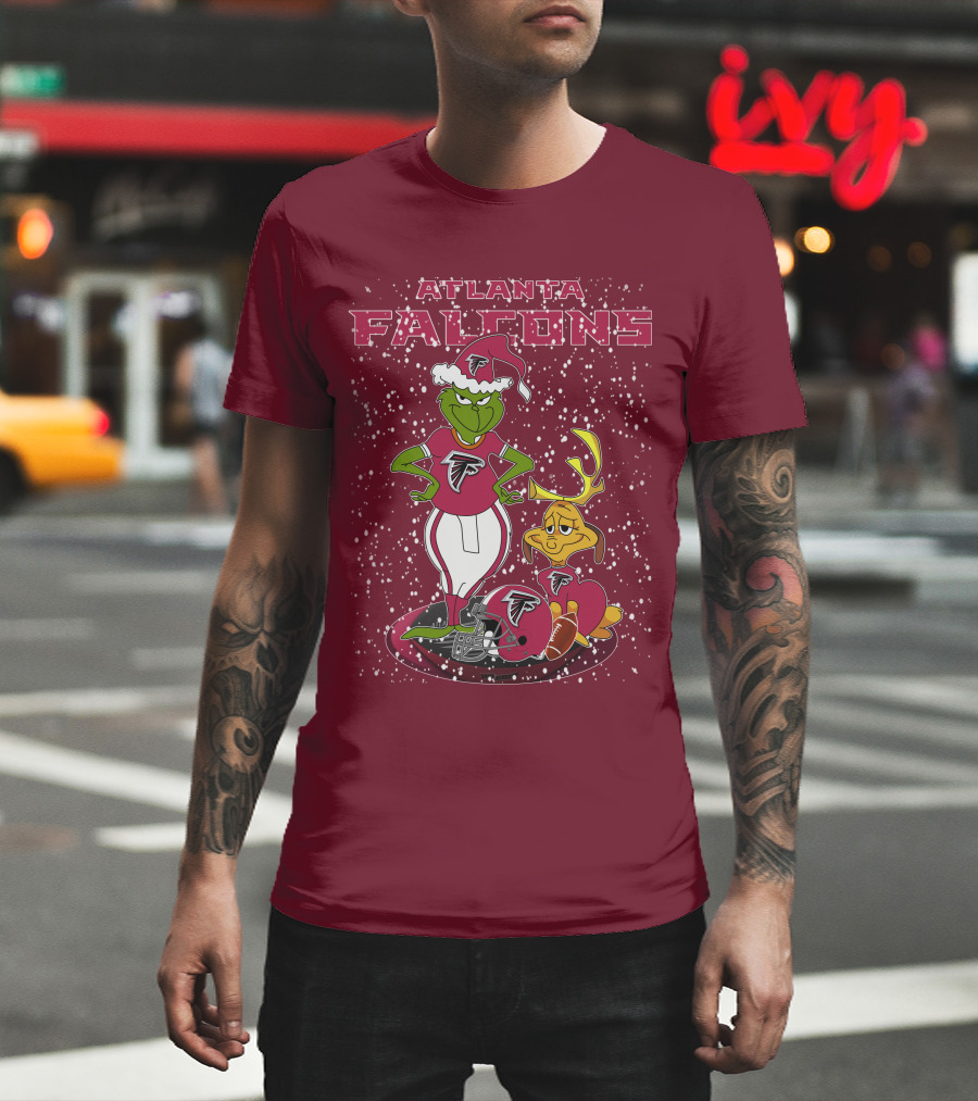 Atlanta Falcons Grinchxmas Snowy Holiday Characters T-Shirt