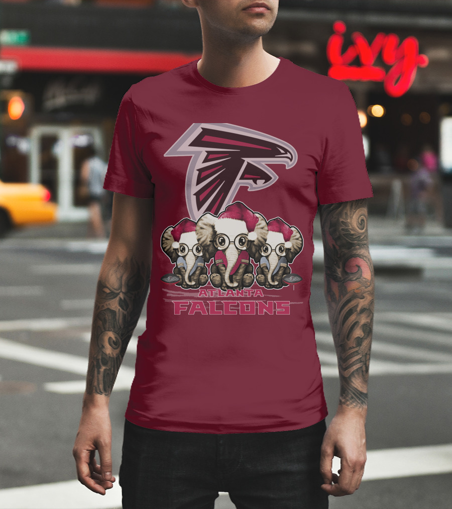 Atlanta Falcons Santa Elephants Christmas T-Shirt