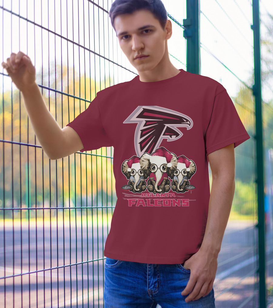 Atlanta Falcons Santa Elephants Christmas T-Shirt