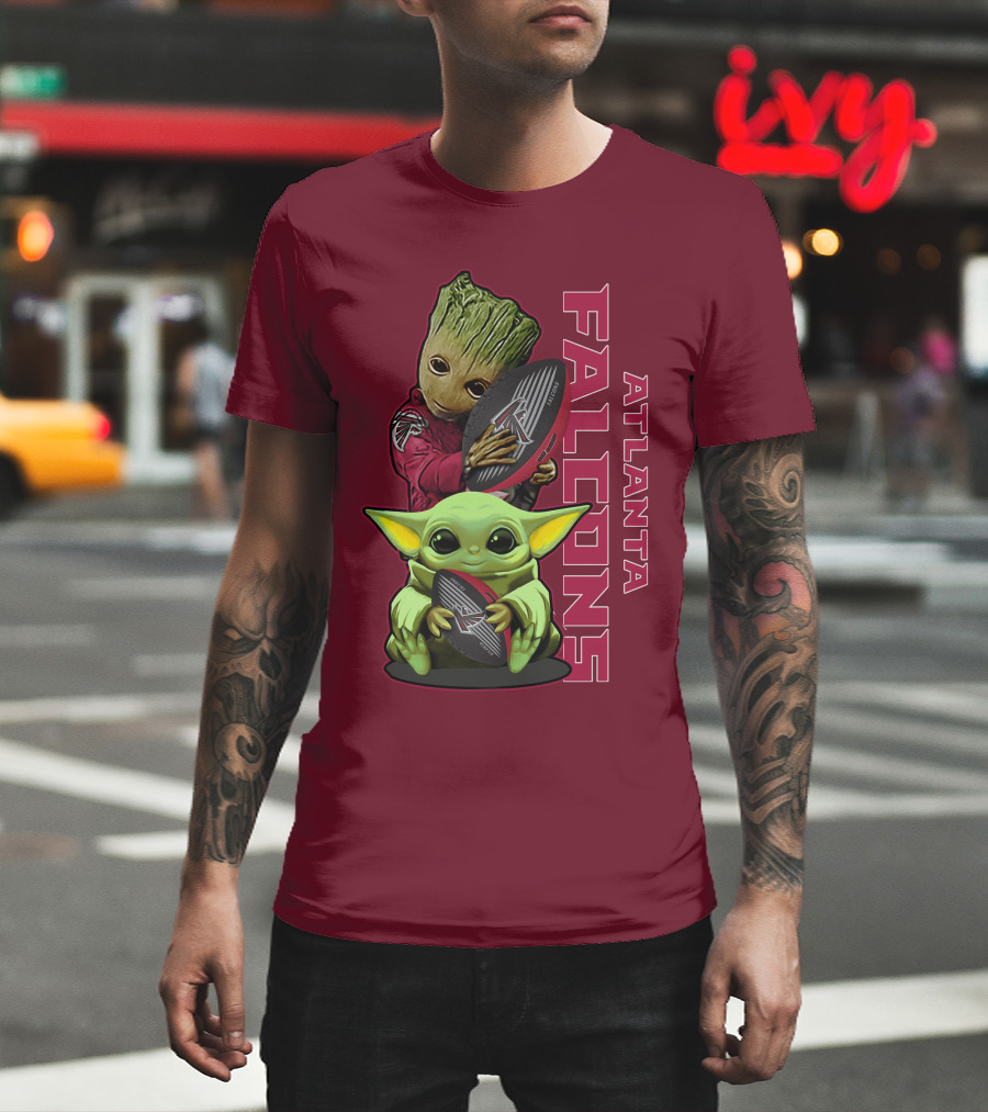 Grzd Atlanta Falcons Groot Baby Yoda Football T-Shirt