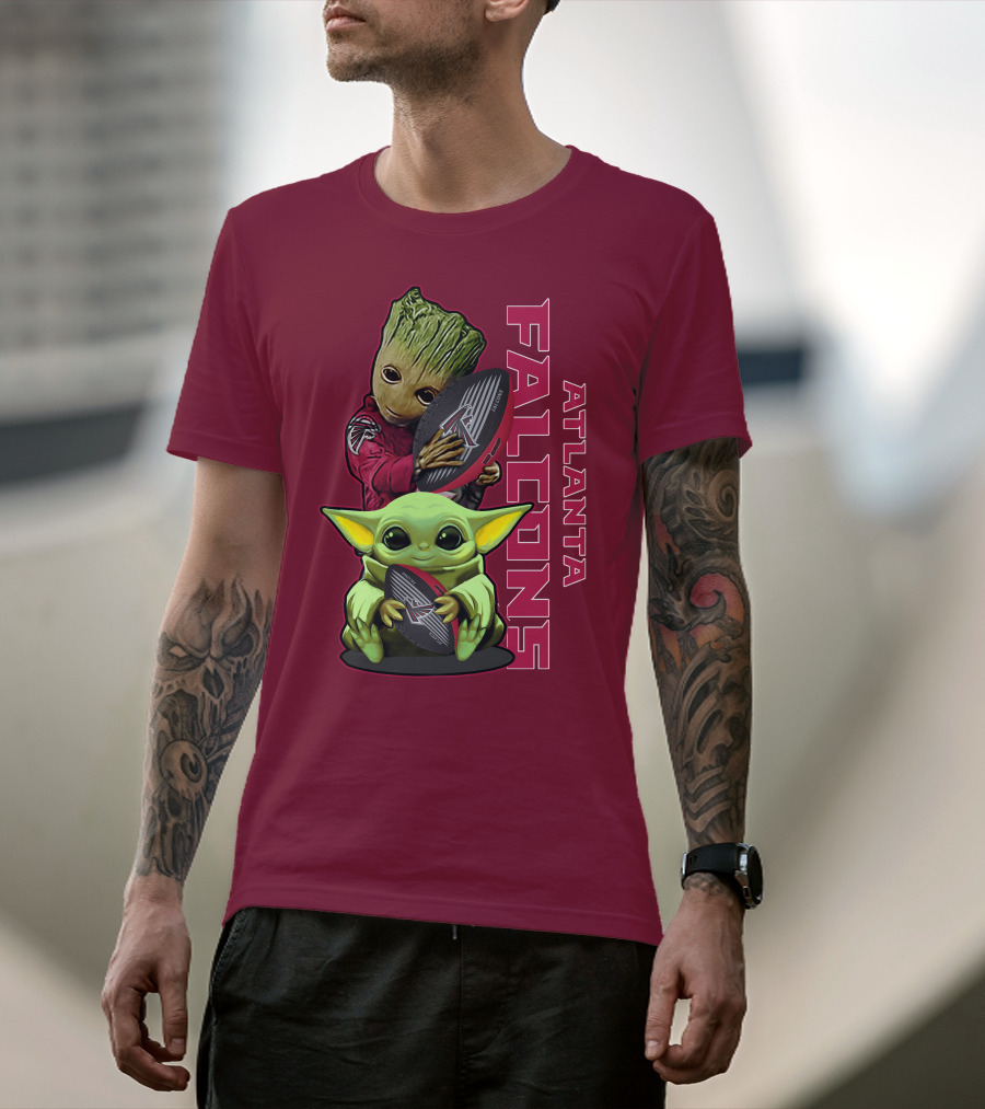 Grzd Atlanta Falcons Groot Baby Yoda Football T-Shirt