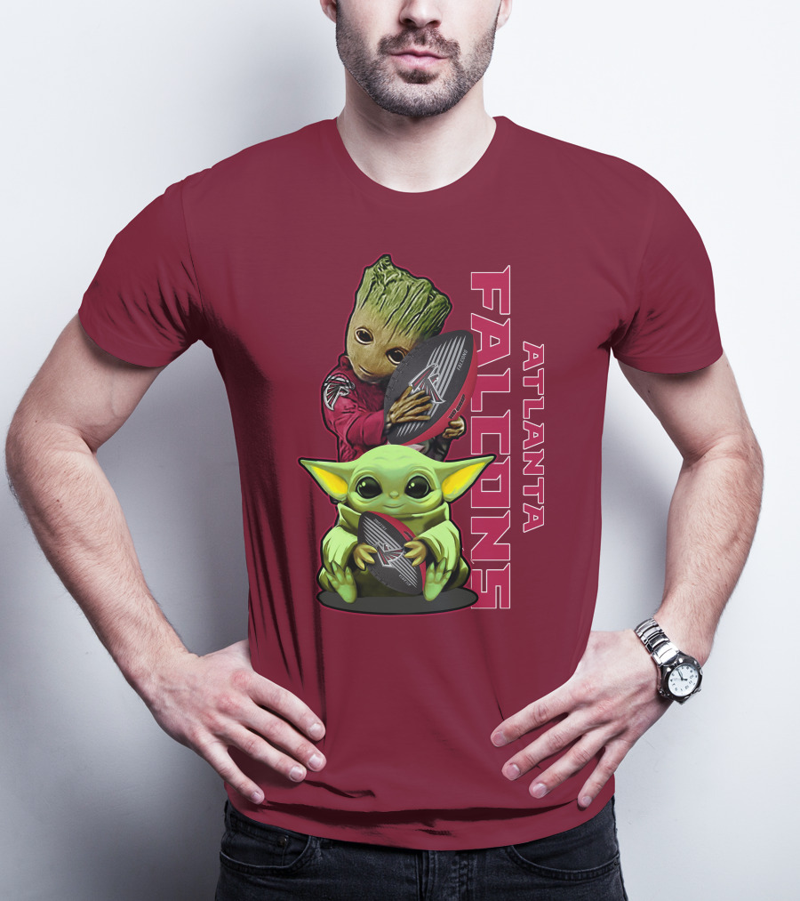 Grzd Atlanta Falcons Groot Baby Yoda Football T-Shirt