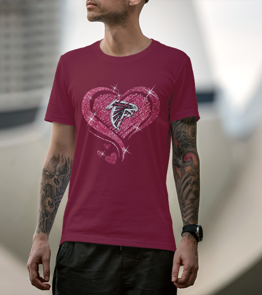 Atlanta Falcons Glitter Heart Diamond T-Shirt