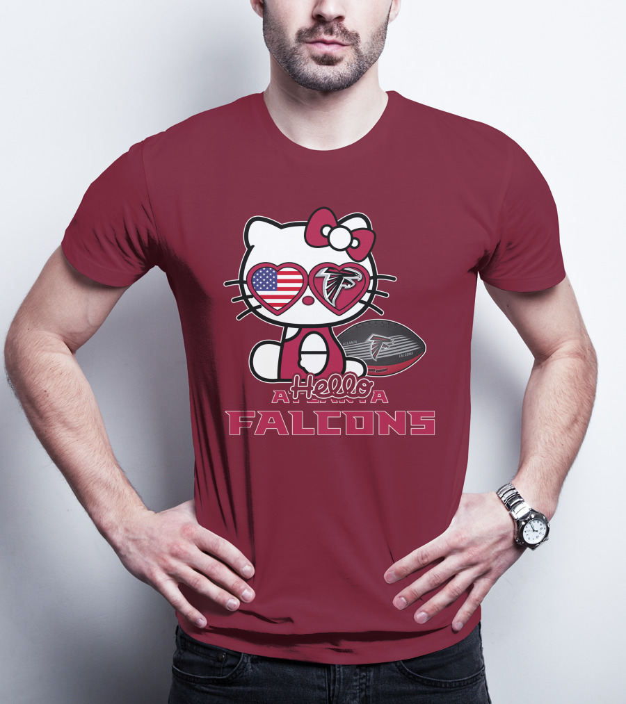 Hello Kitty Atlanta Falcons American Flag Football T-Shirt