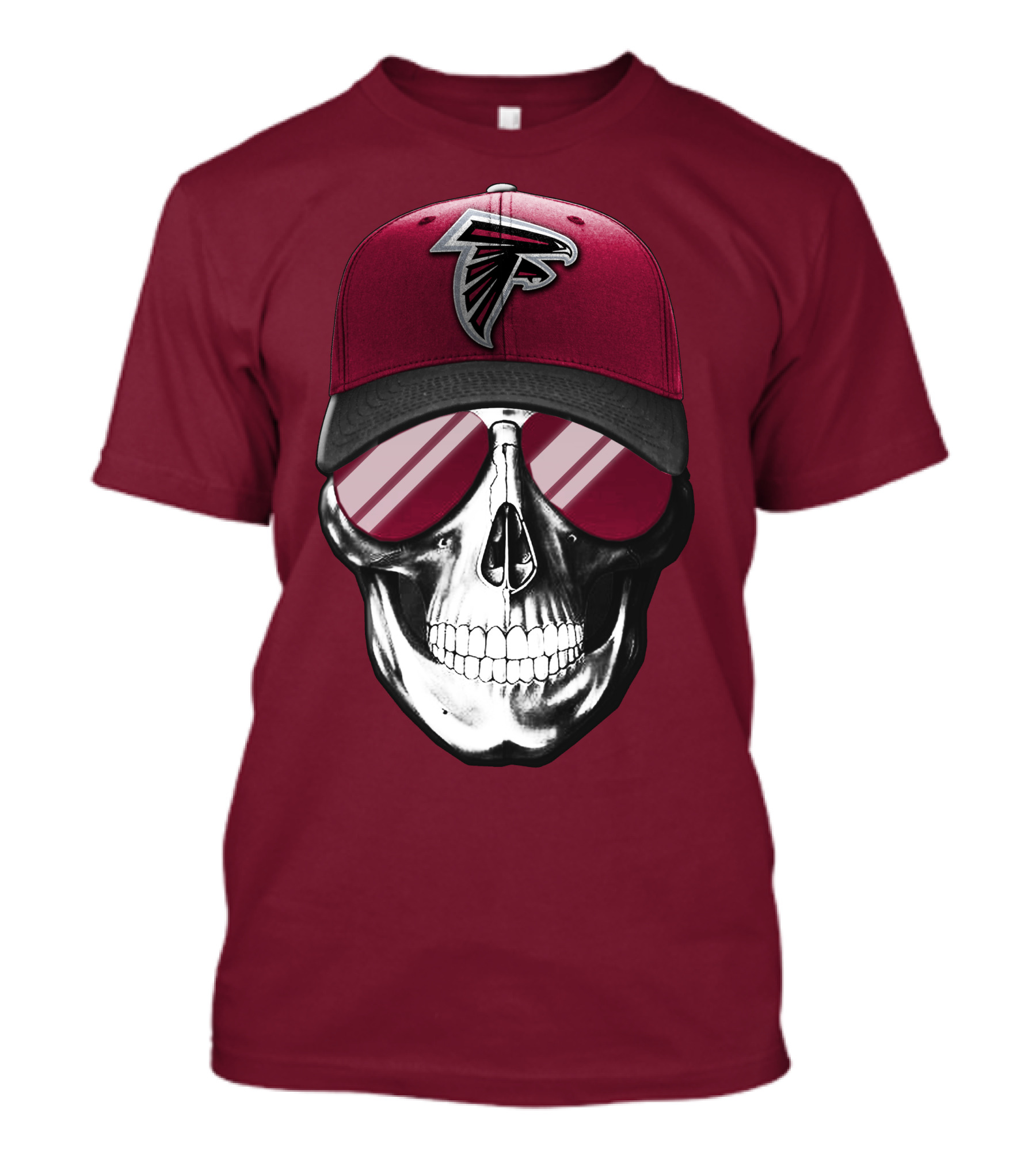Atlanta Falcons Skull Cap With Reflective Glasses T-Shirt