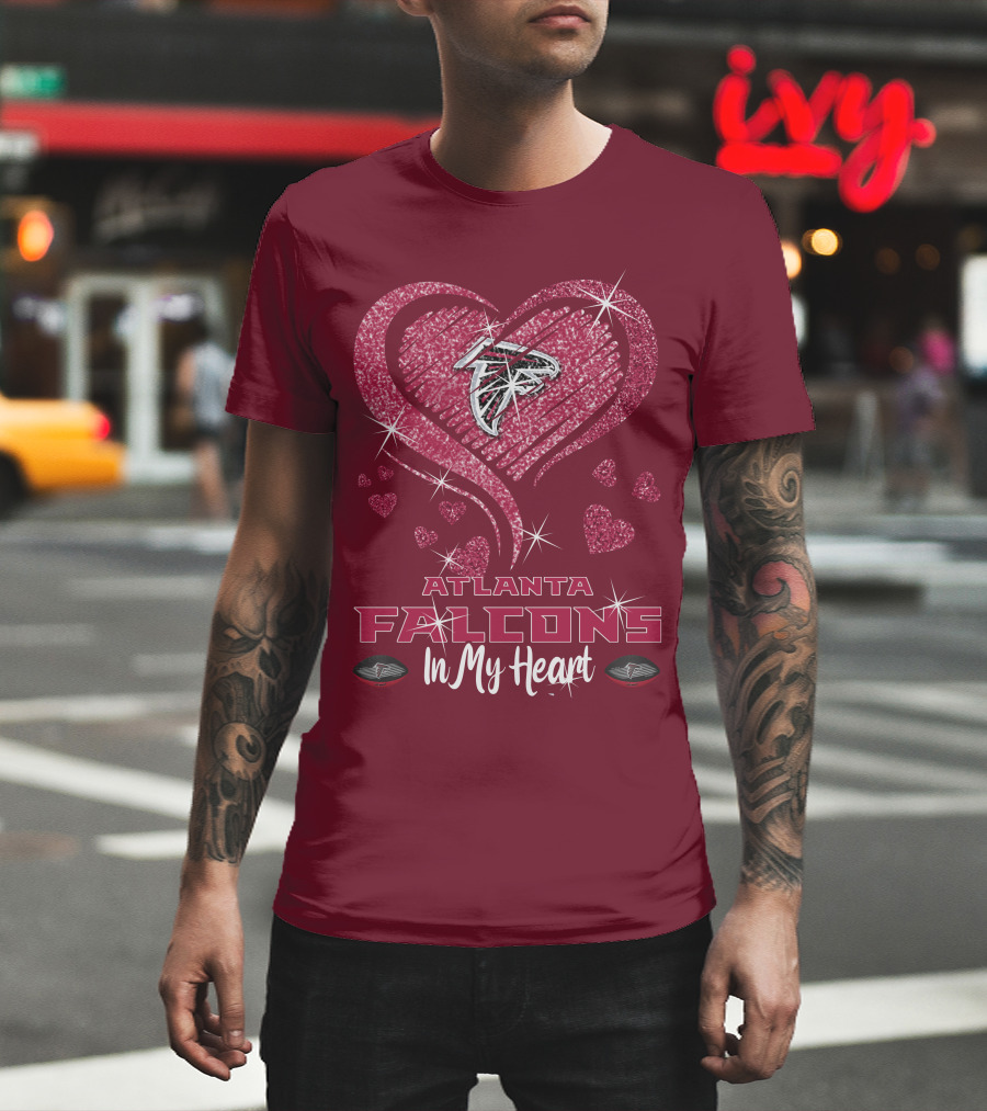 Atlanta Falcons Sparkling Heart Design In My Heart T-Shirt