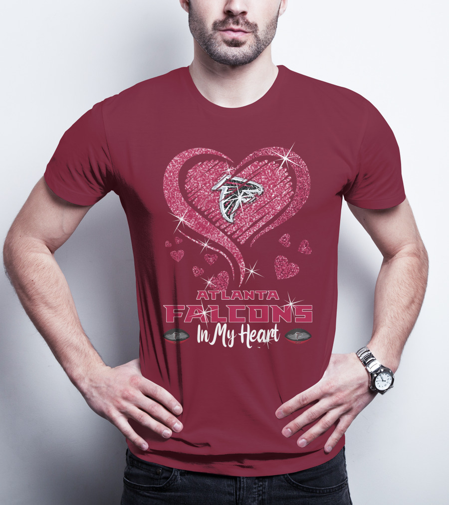 Atlanta Falcons Sparkling Heart Design In My Heart T-Shirt