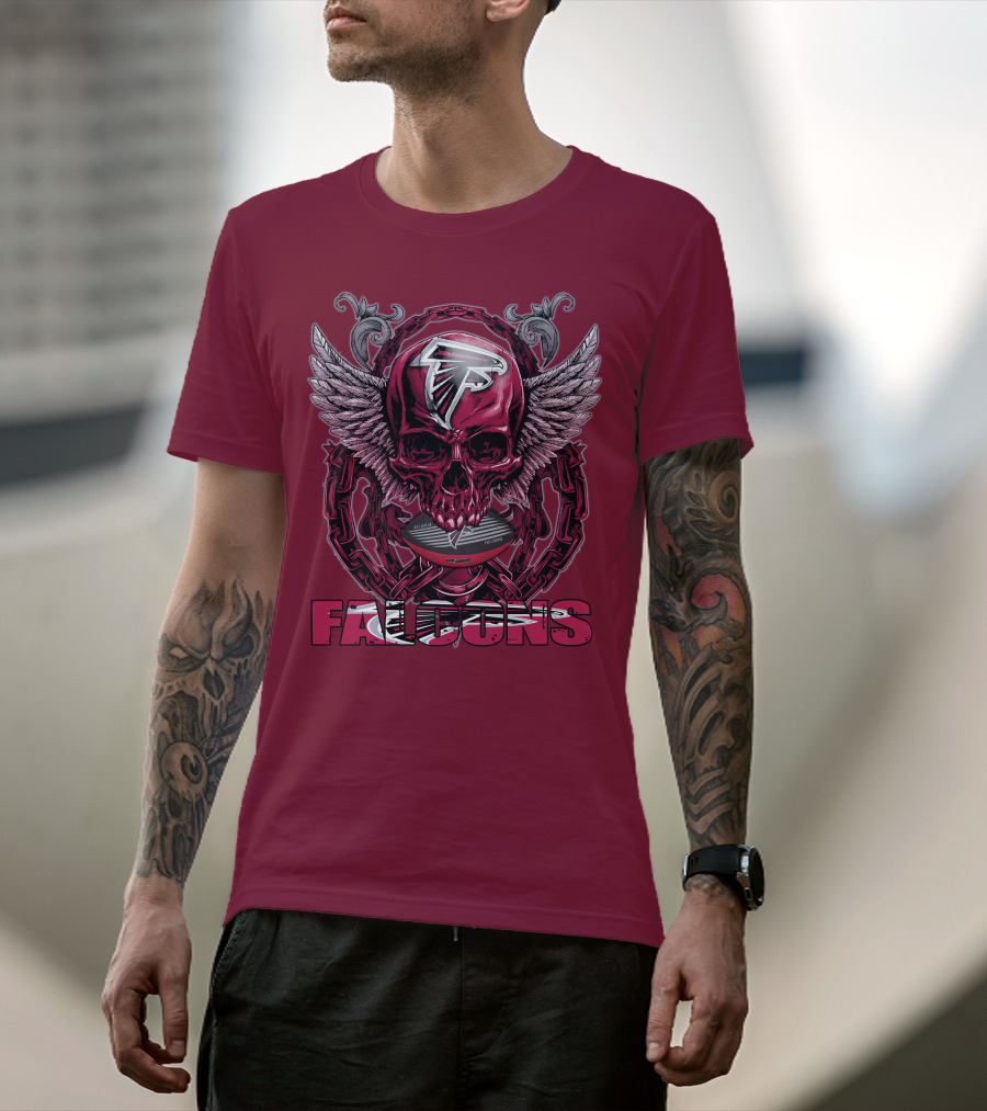 Skullfb Atlanta Falcons Winged Skull T-Shirt