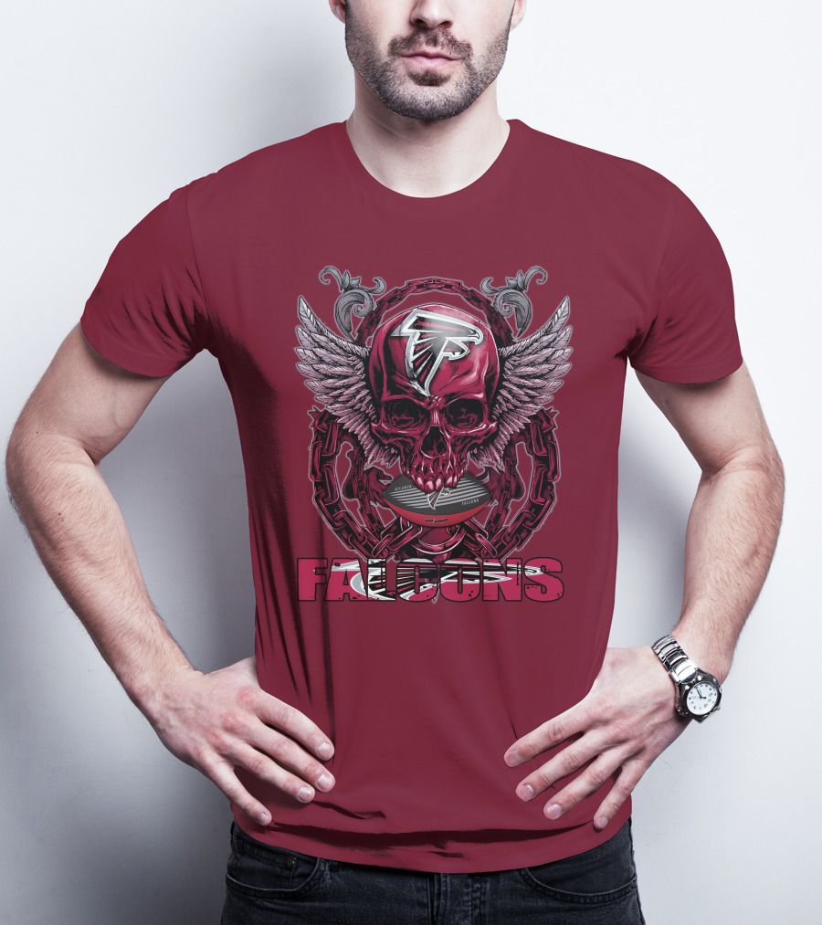 Skullfb Atlanta Falcons Winged Skull T-Shirt