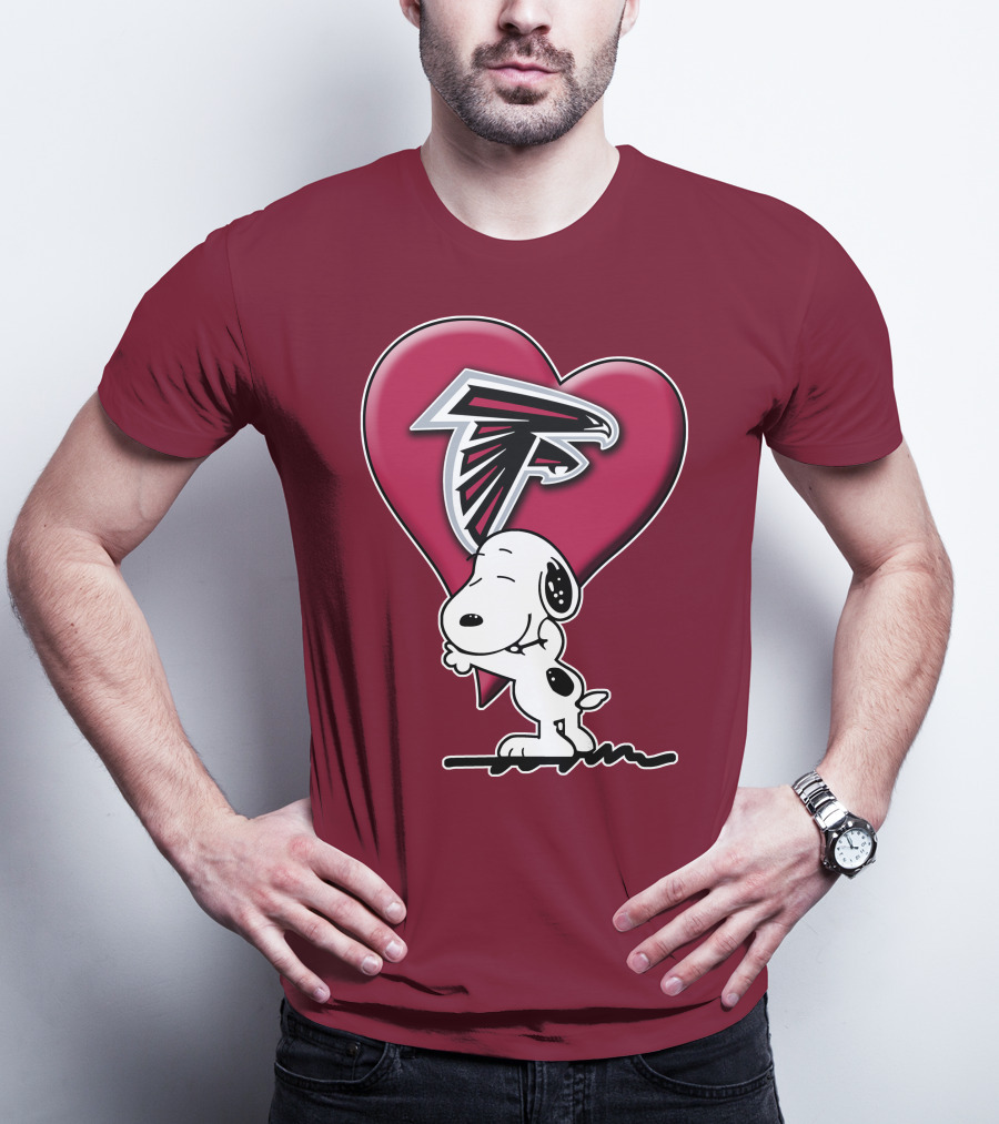 Snoopy Hugging Atlanta Falcons Heart T-Shirt