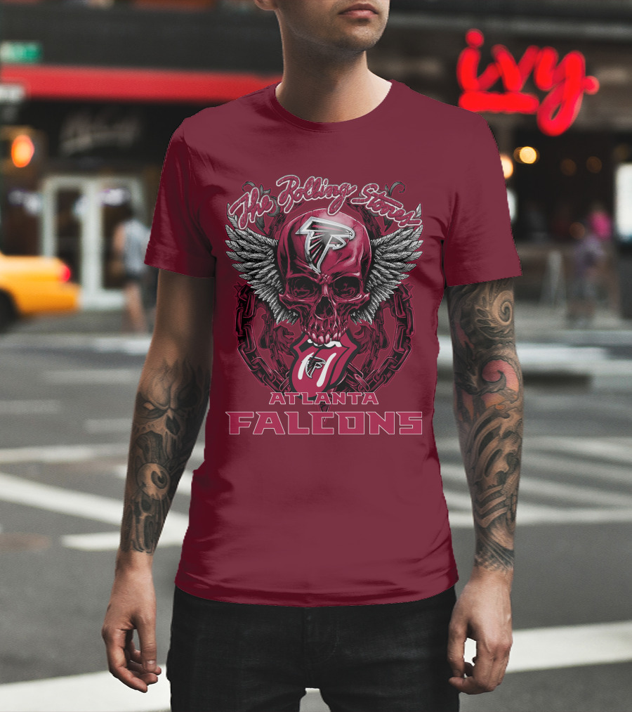 Rolling Stones Atlanta Falcons Skull And Wings T-Shirt