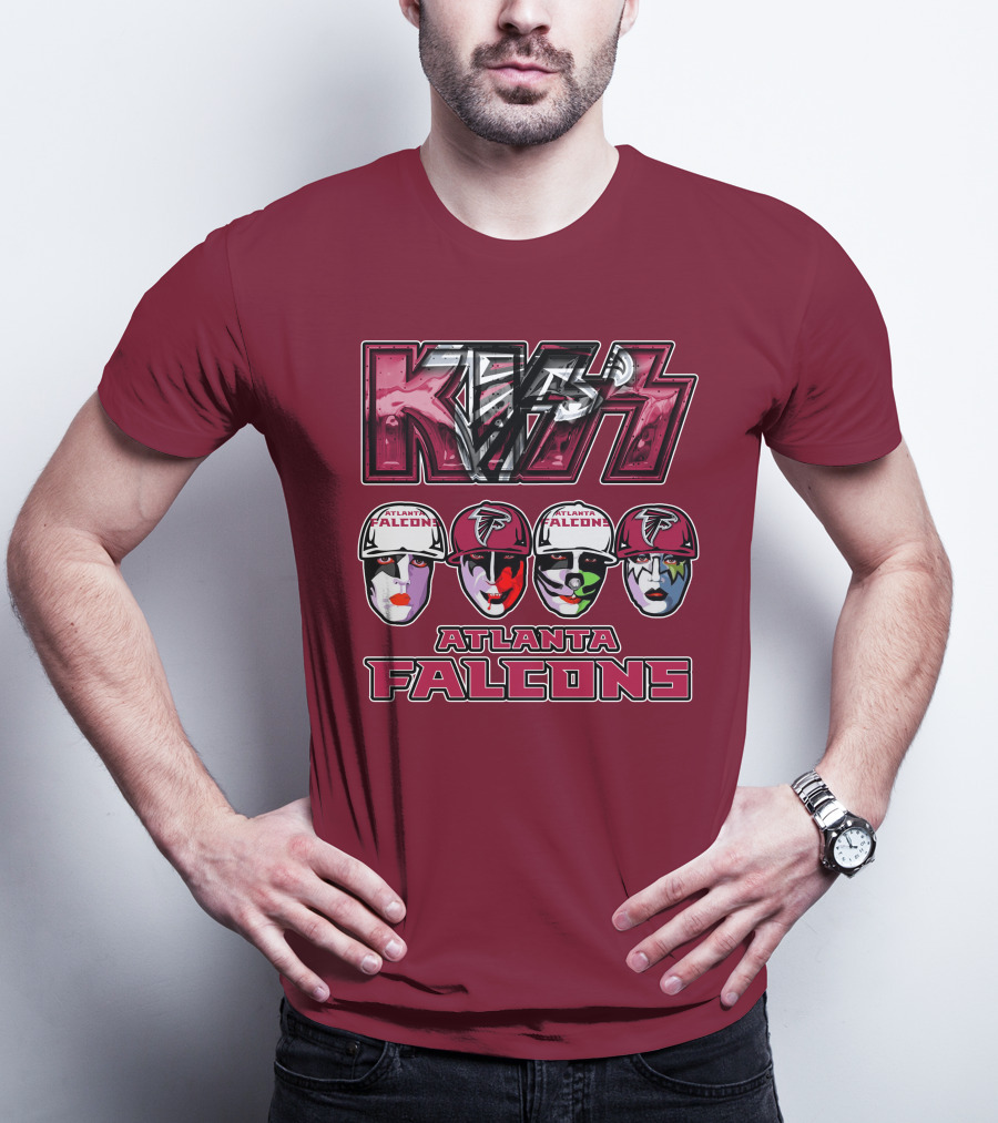 Kiss Atlanta Falcons Faces Logo NFL Band Crossover T-Shirt