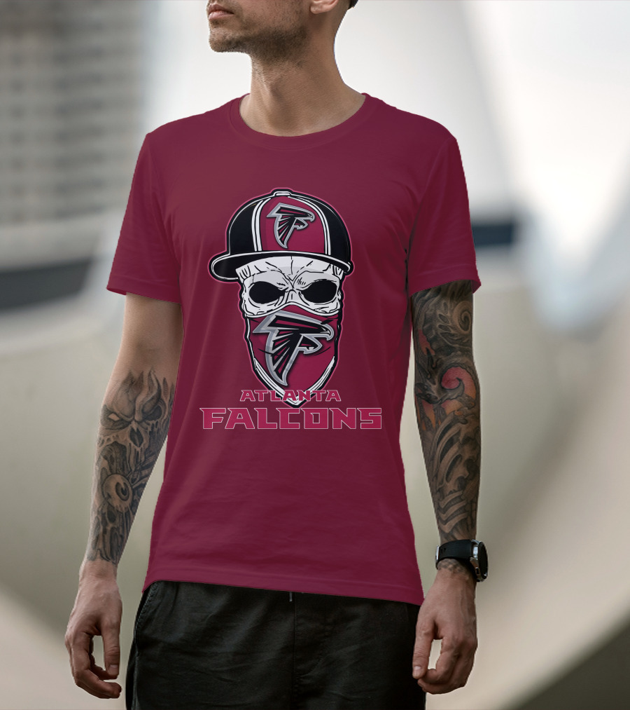 Atlanta Falcons Skull Hat Mask T-Shirt