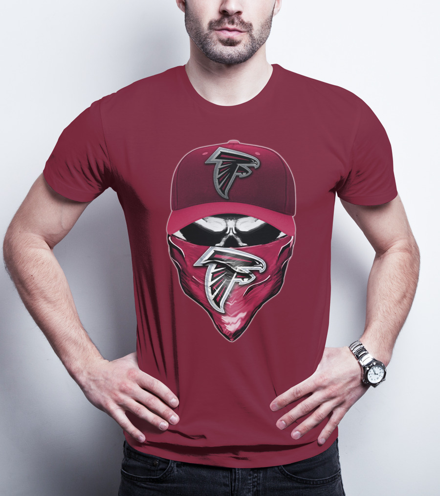 Atlanta Falcons Skull Bandana Hat T-Shirt