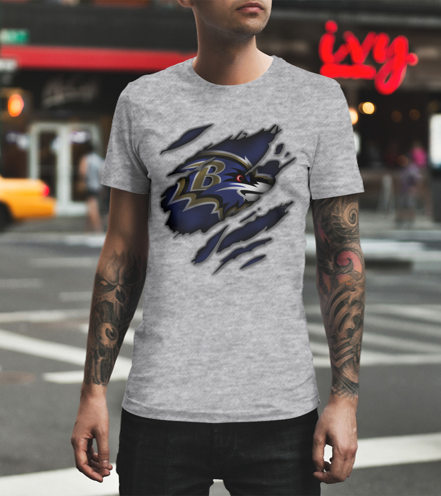 Baltimore Ravens Fierce Logo Claw Marks T-Shirt