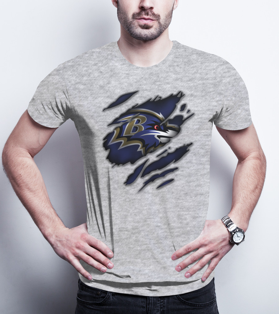 Baltimore Ravens Fierce Logo Claw Marks T-Shirt