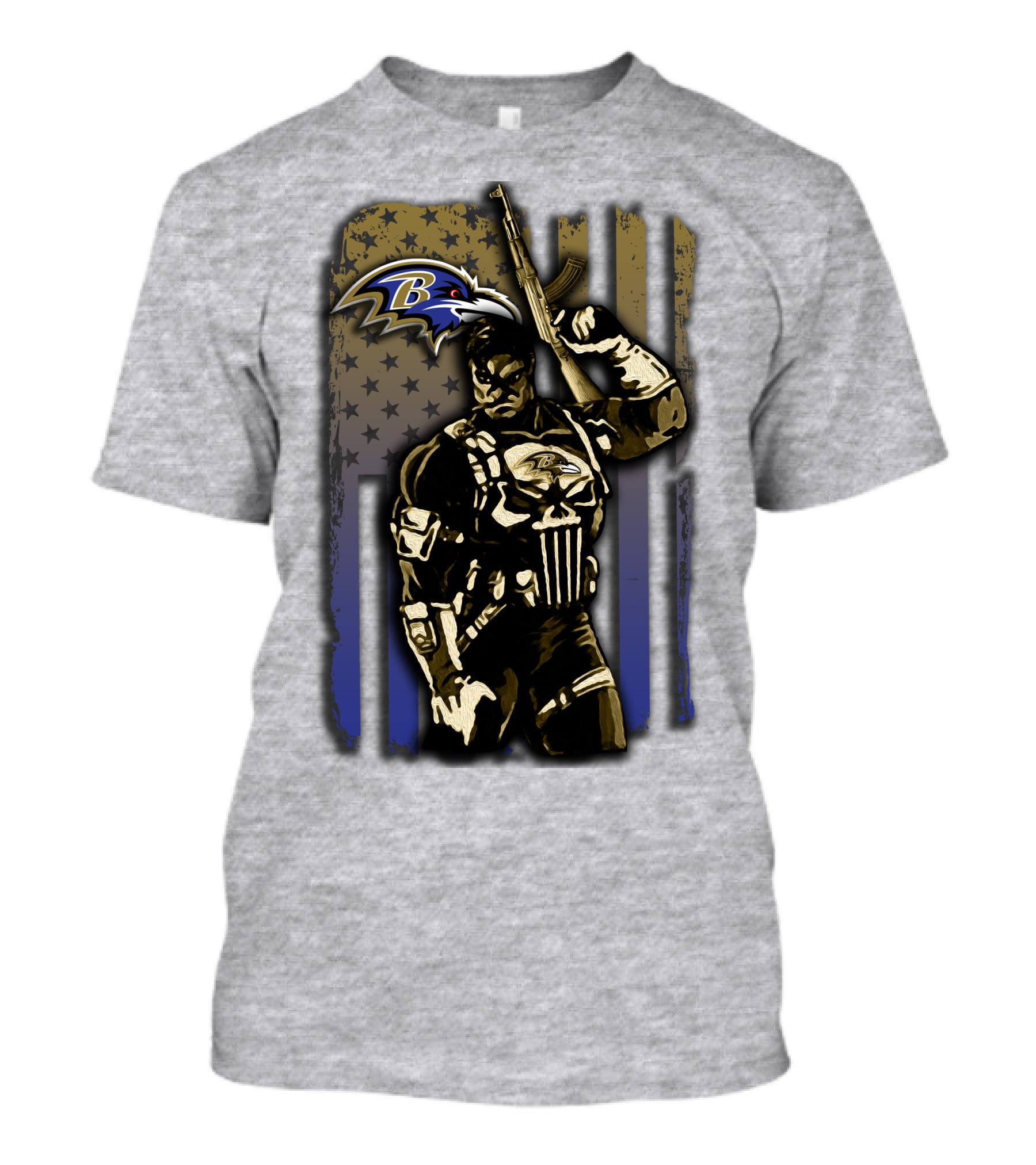 Baltimore Ravens Punisher Soldier Usa Flag T-Shirt