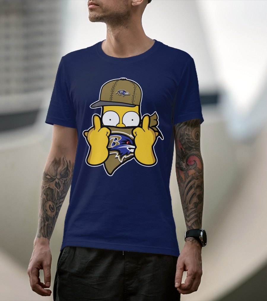 Baltimore Ravens Homer Simpson Parody Nfl Logo T-Shirt