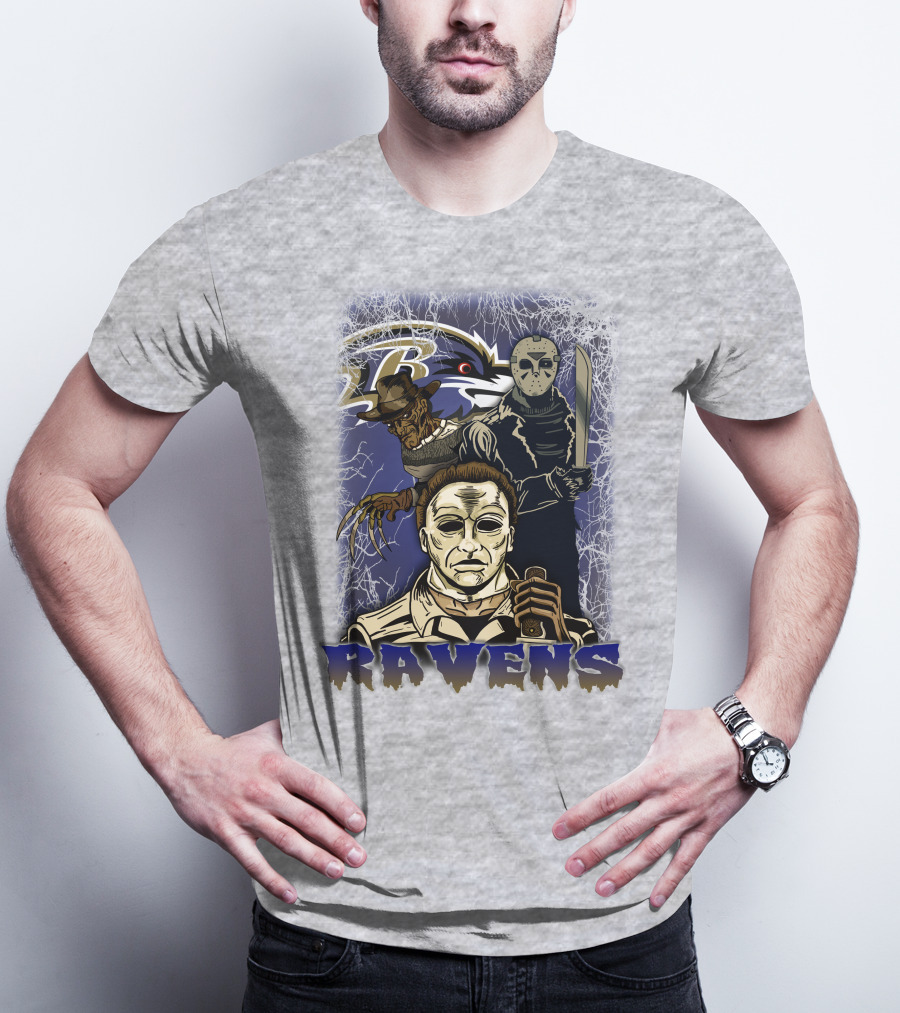 Baltimore Ravens Horror Movie Crossover 35 T-Shirt