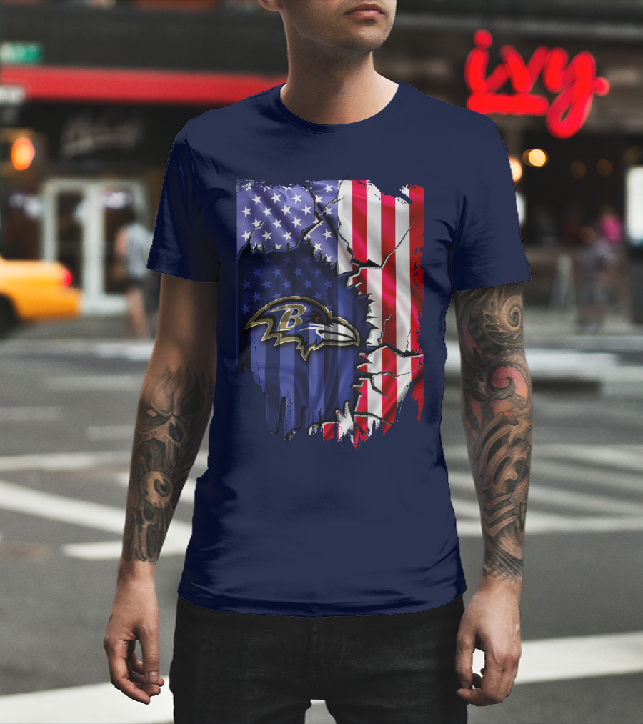 Baltimore Ravens American Flag T-Shirt