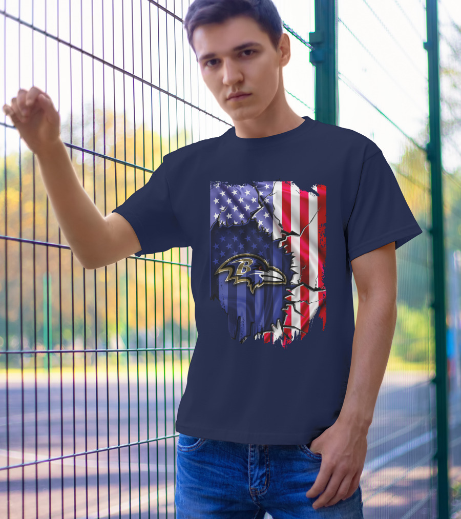 Baltimore Ravens American Flag T-Shirt