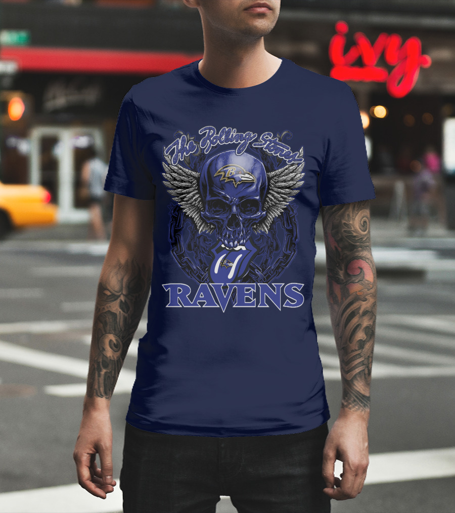 The Rolling Stones Ravens Baltimore Skull Wings T-Shirt