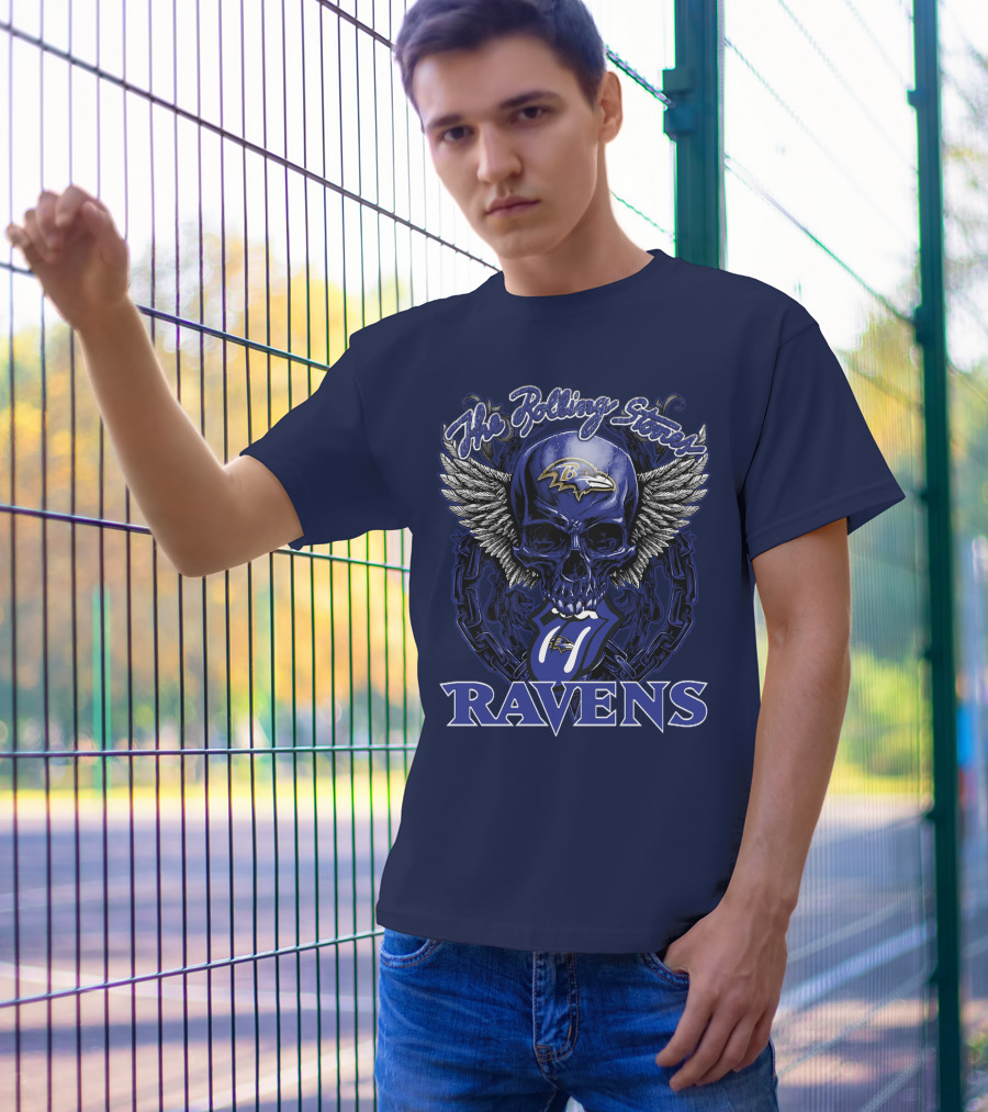 The Rolling Stones Ravens Baltimore Skull Wings T-Shirt