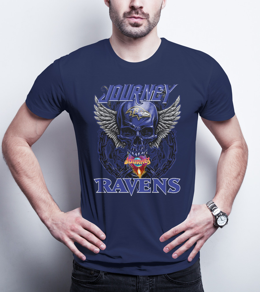 Journey Ravens Winged Skull Baltimore T-Shirt