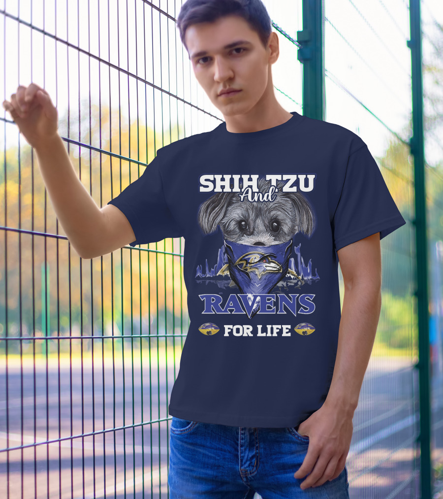 Shih Tzu And Ravens For Life Baltimore Ravens T-Shirt
