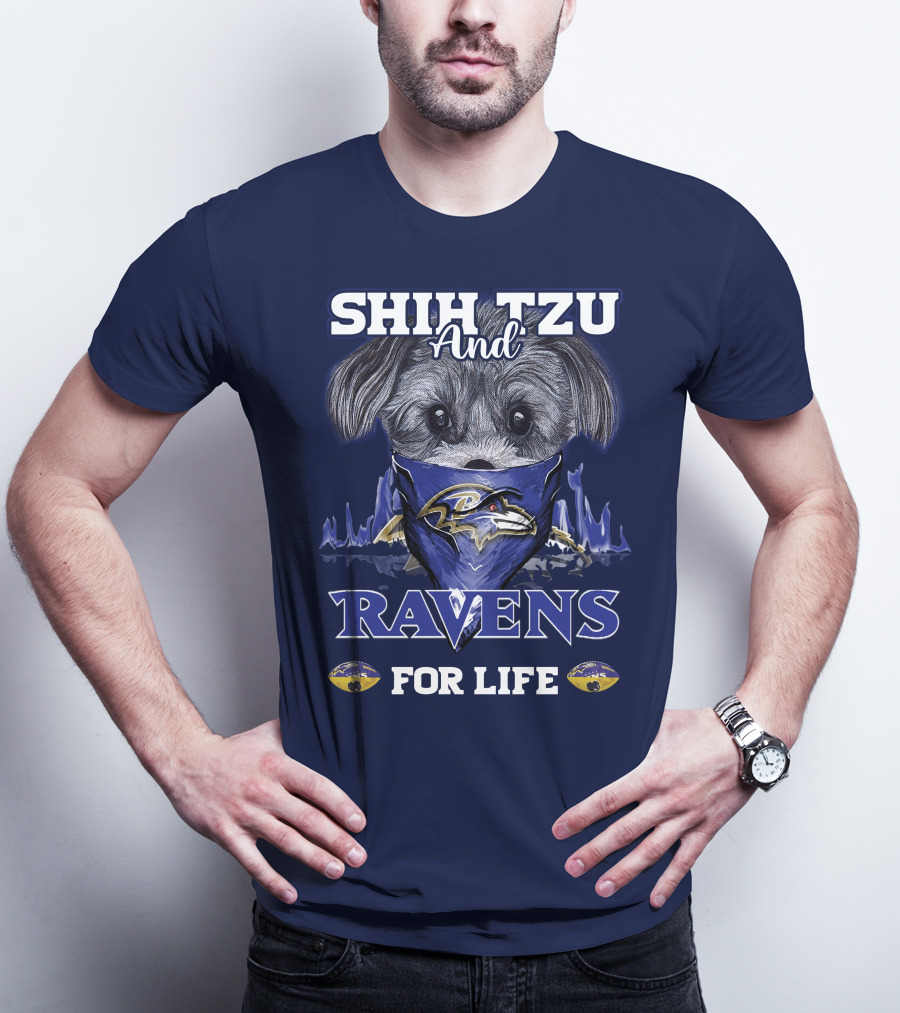 Shih Tzu And Ravens For Life Baltimore Ravens T-Shirt