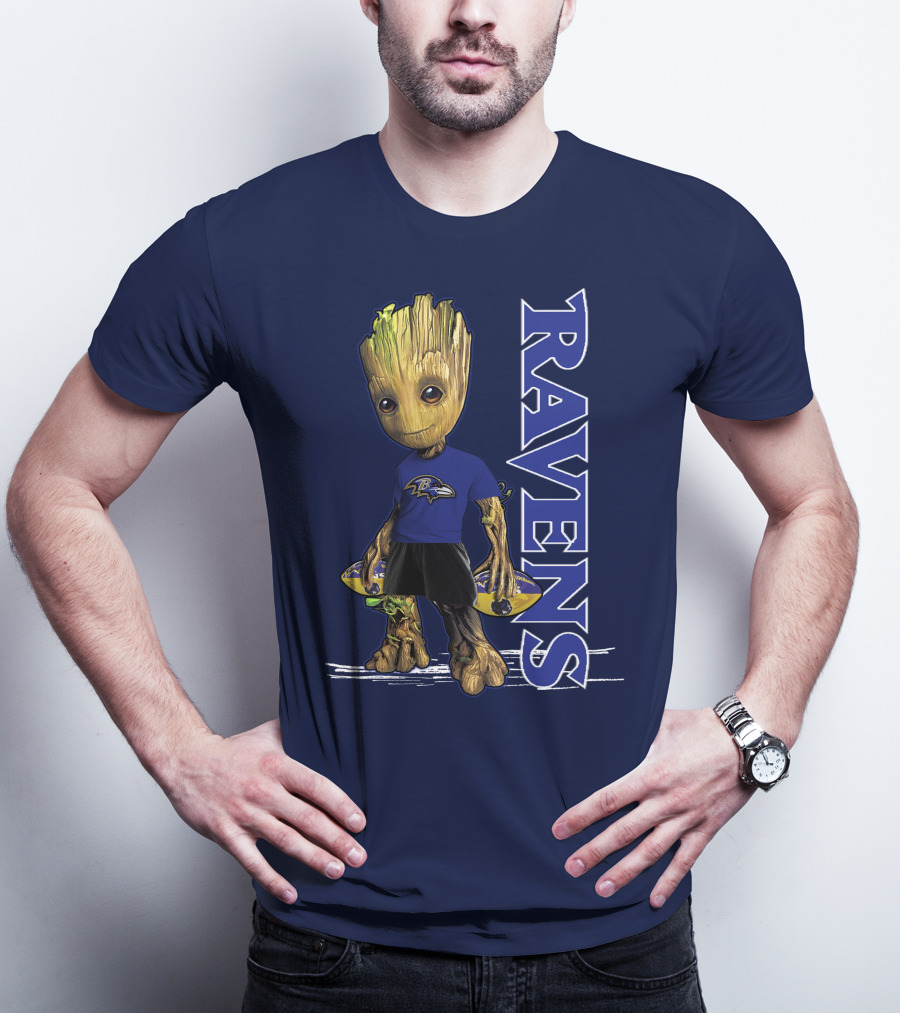 Groot V1 Ravens Nfl Baltimore Team T-Shirt
