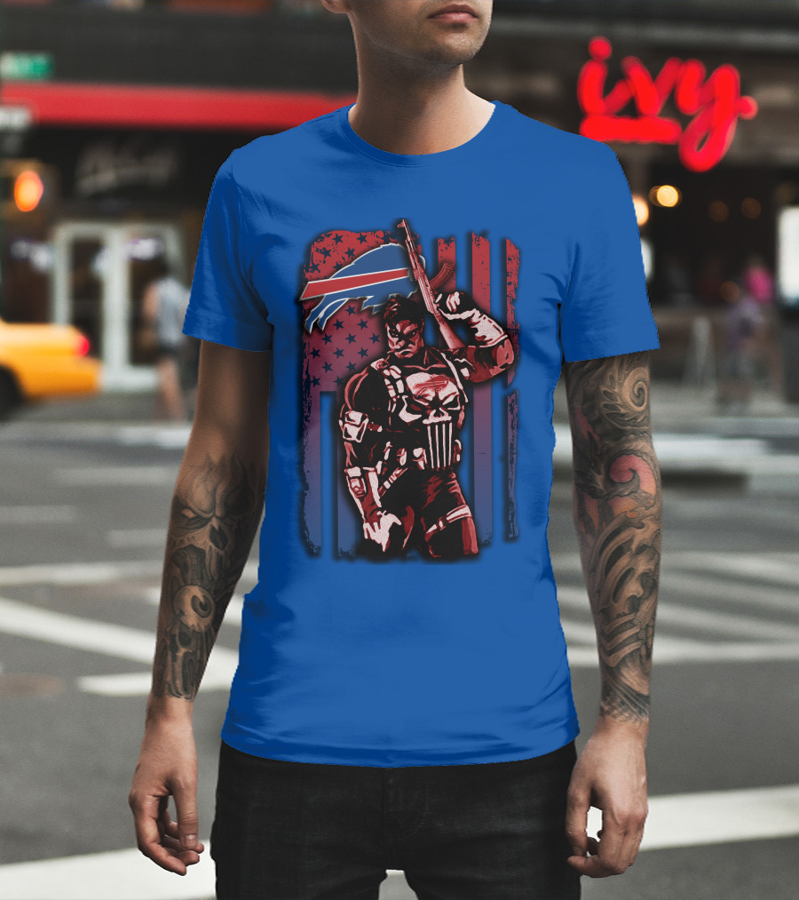Buffalo Bills Punisher Armed Flag T-Shirt