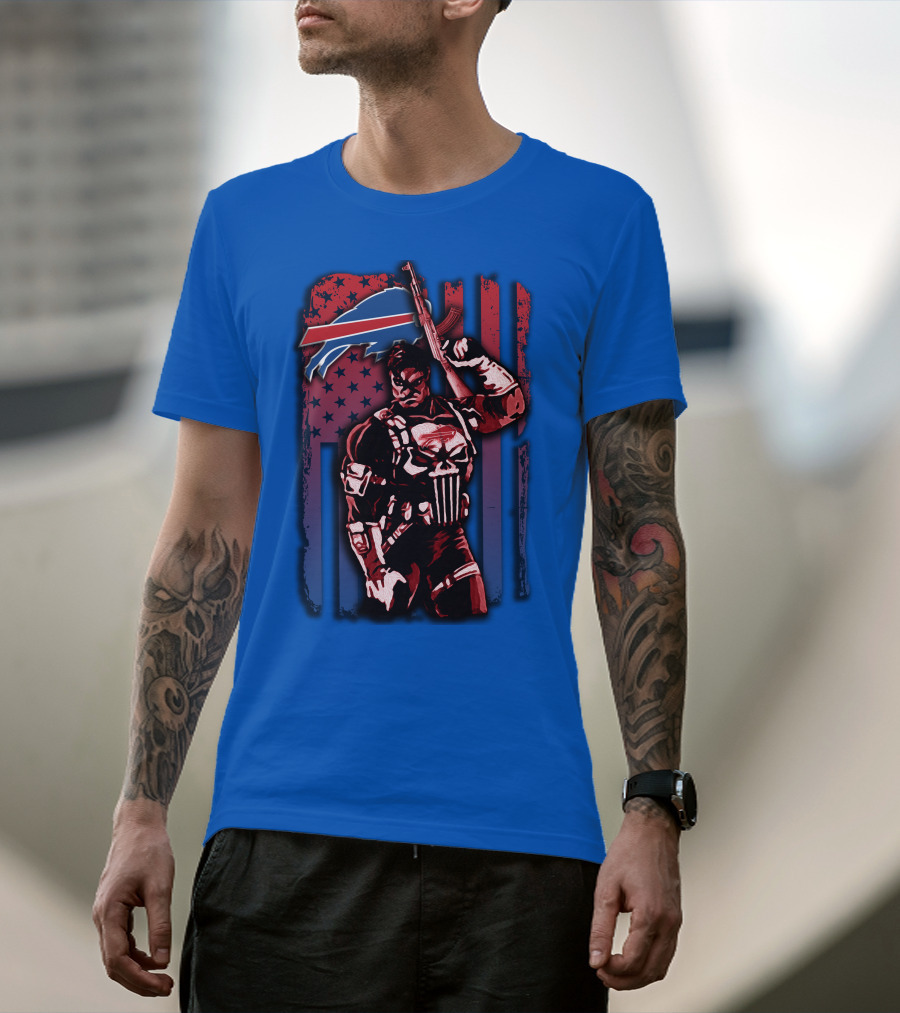 Buffalo Bills Punisher Armed Flag T-Shirt