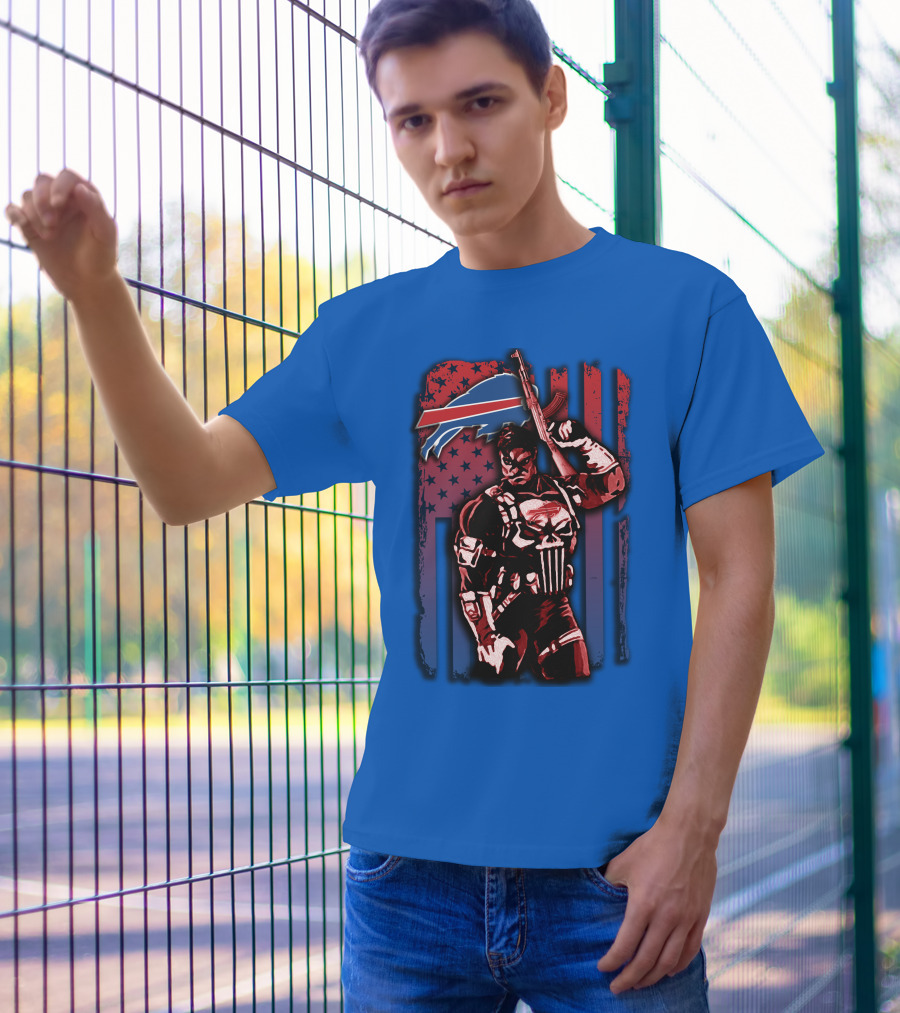 Buffalo Bills Punisher Armed Flag T-Shirt