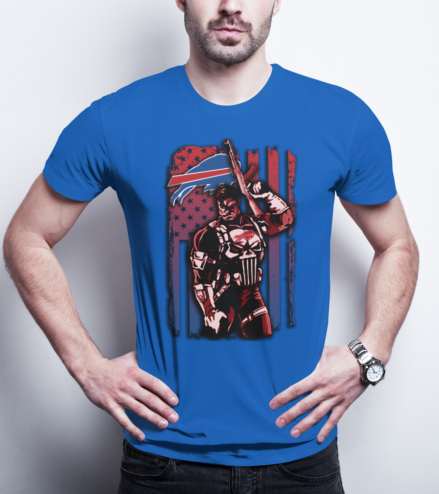 Buffalo Bills Punisher Armed Flag T-Shirt