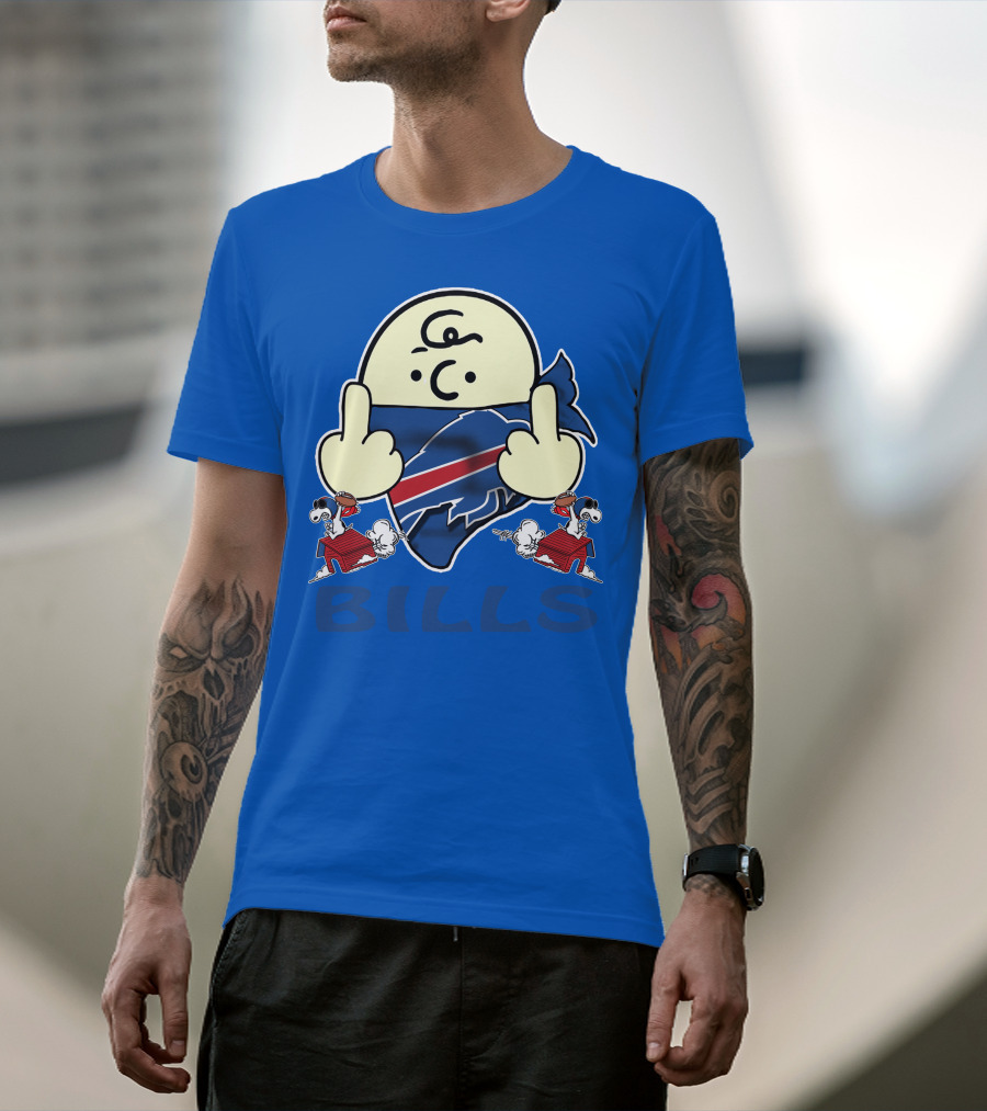 Buffalo Bills Logo With Peanuts Characters T-Shirt