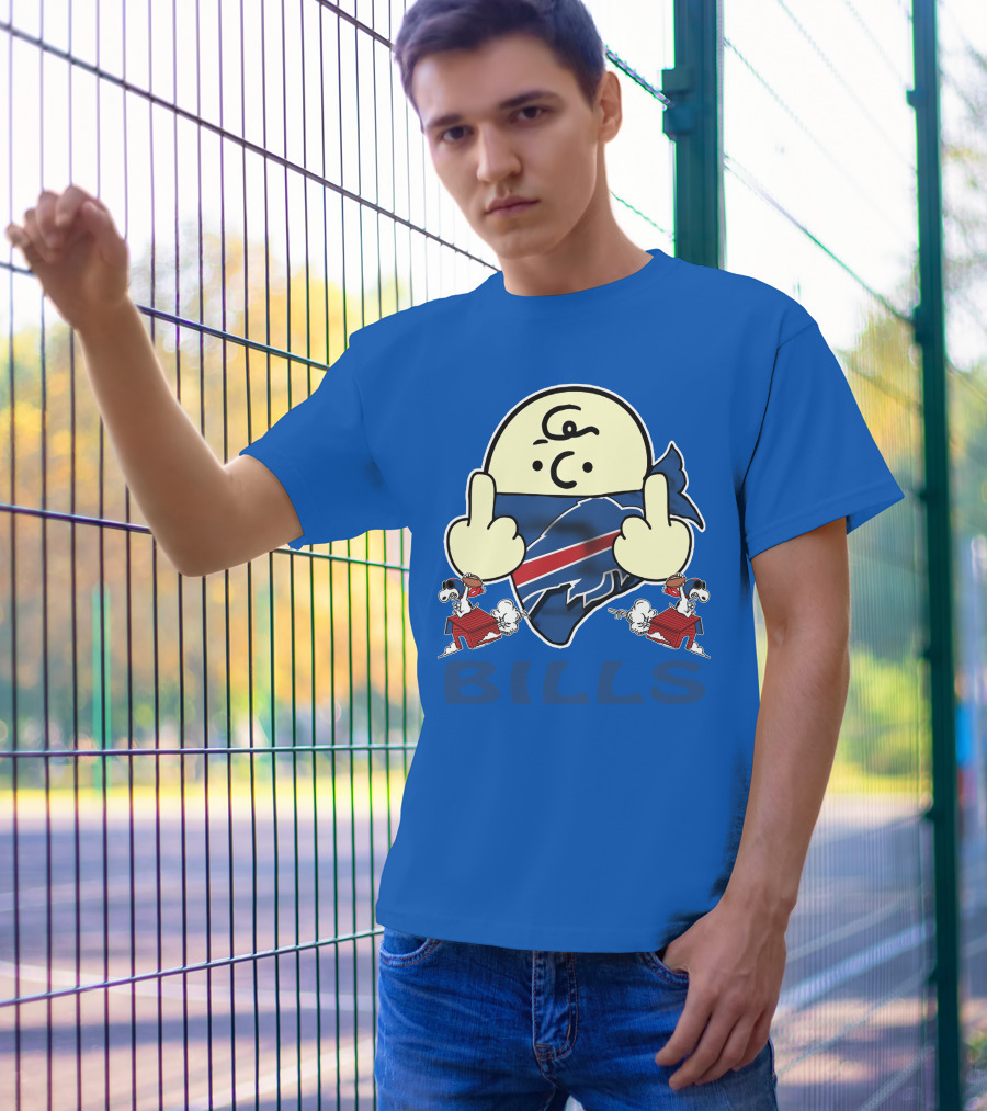 Buffalo Bills Logo With Peanuts Characters T-Shirt