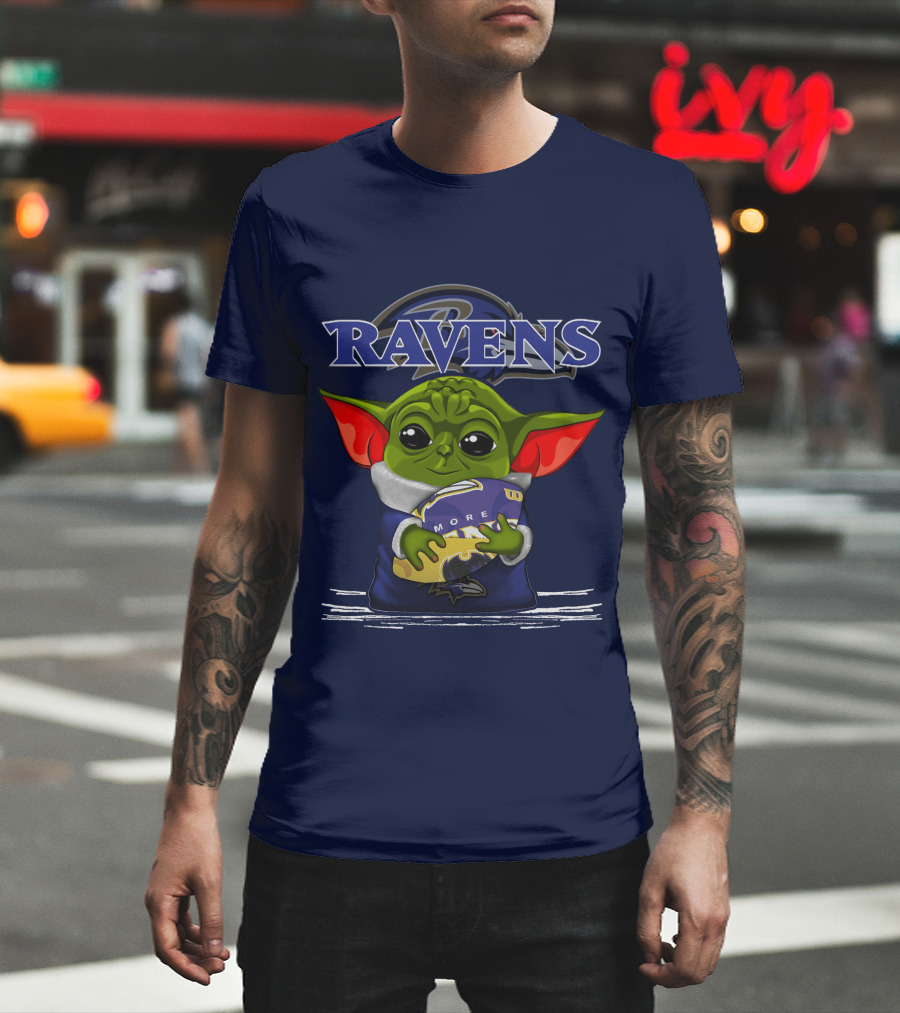 Yoda Holding Baltimore Ravens Football Ravens T-Shirt