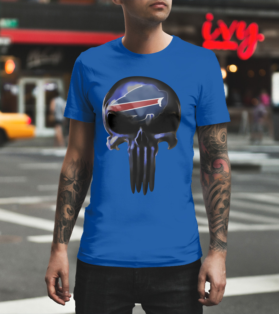 Buffalo Bills Punisher Skull Logo 49ers Crossover T-Shirt