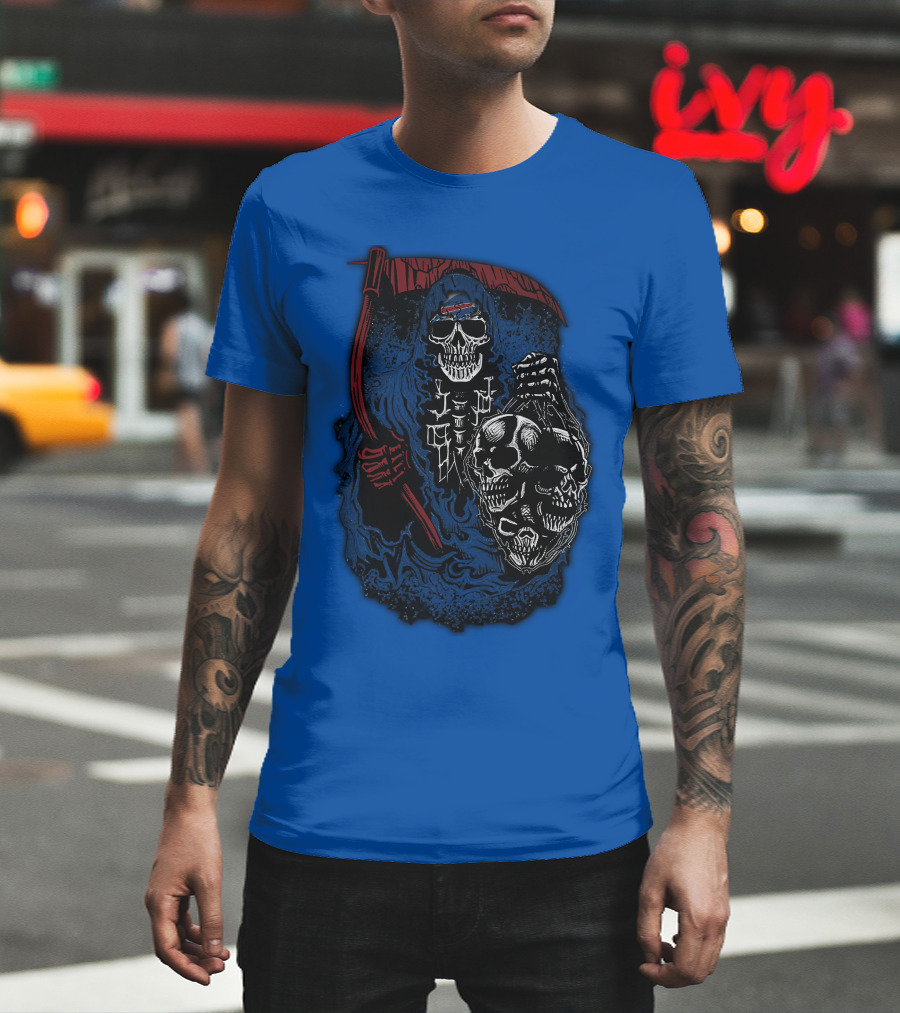 Buffalo Bills 61 Grim Reaper Skeleton Skulls T-Shirt