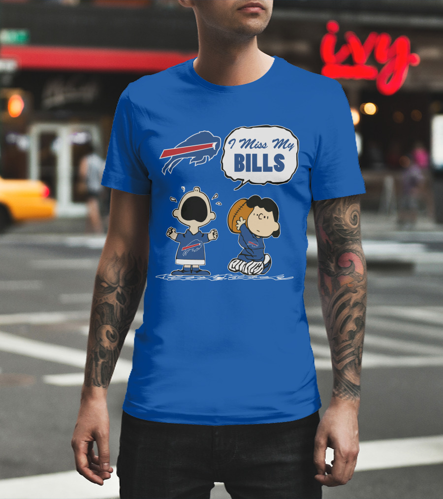 Buffalo Bills I Miss My Bills Football Charlie Lucy Cartoon T-Shirt
