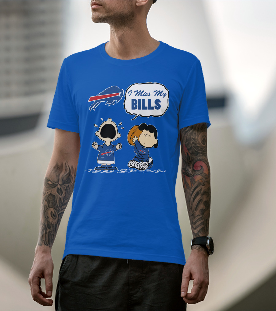 Buffalo Bills I Miss My Bills Football Charlie Lucy Cartoon T-Shirt