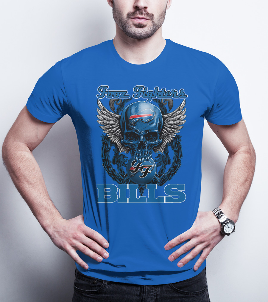 Foo Fighters Buffalo Bills Winged Skull T-Shirt