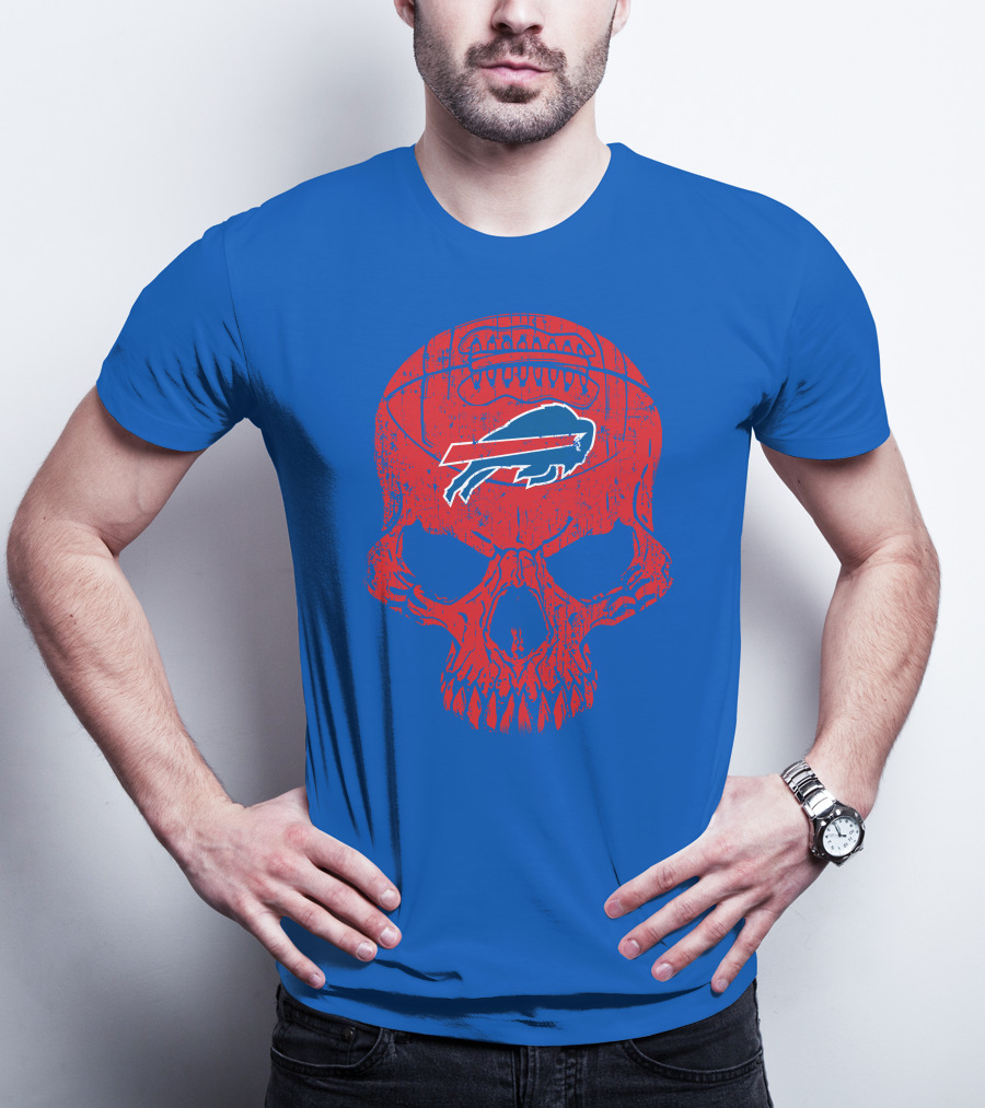 Buffalo Bills Skull Logo Football T-Shirt