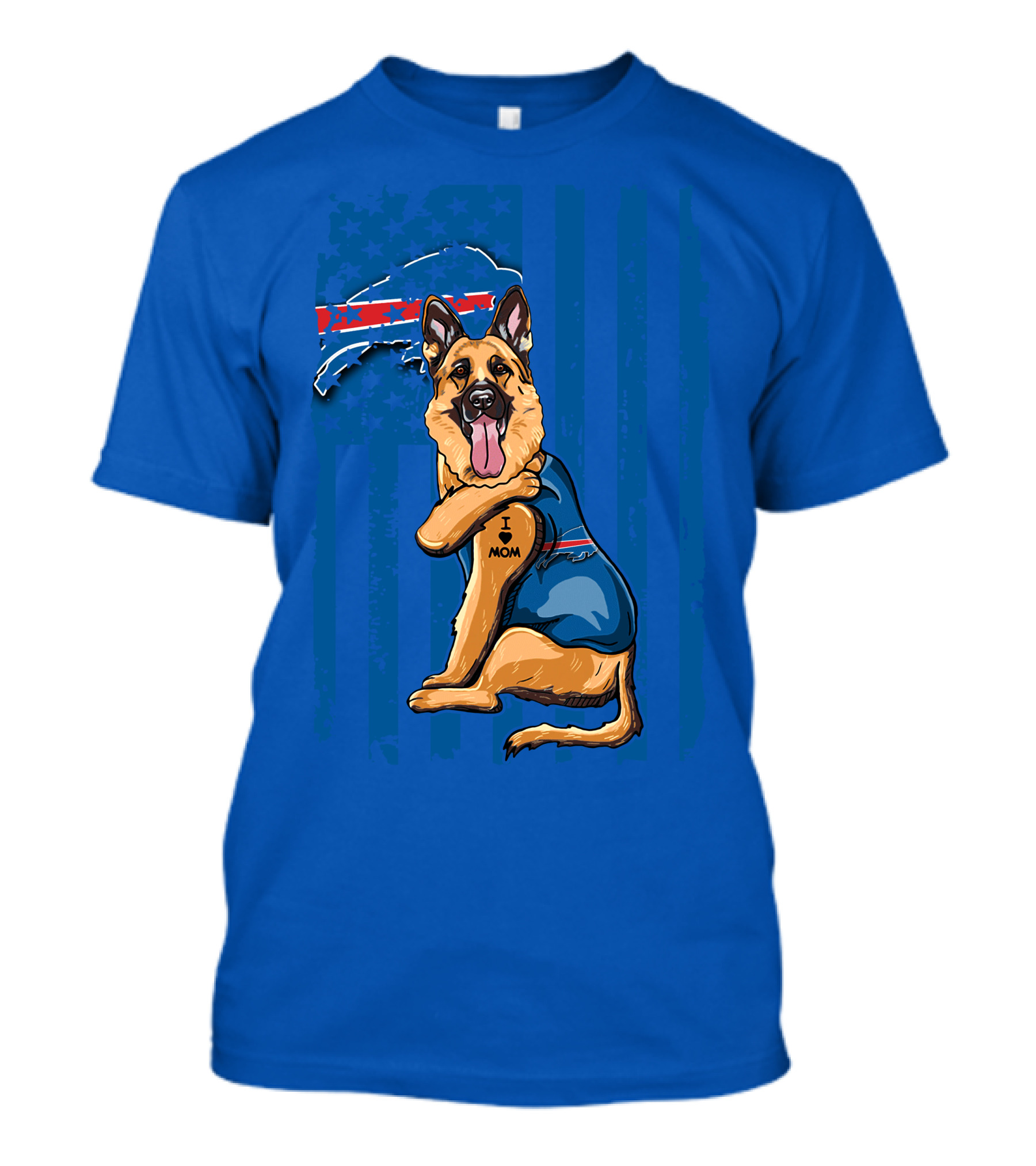 German Shepherd I Love Mom Buffalo Bills Fan Tattoo Art T-Shirt