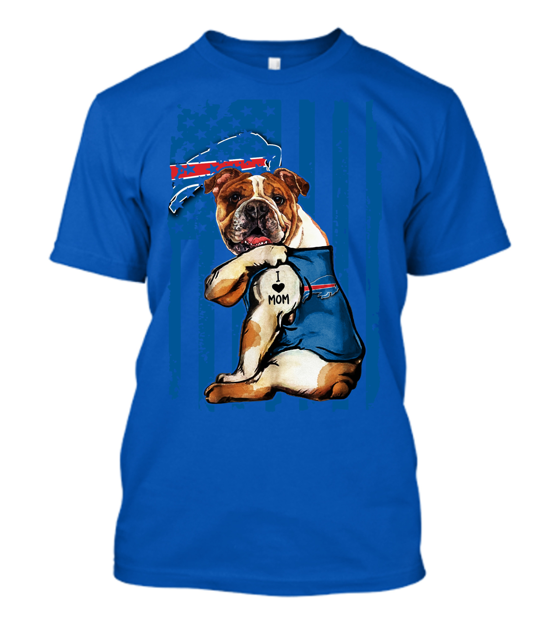 Buffalo Bills Bulldog I Love Mom Heart Nfl Fan T-Shirt