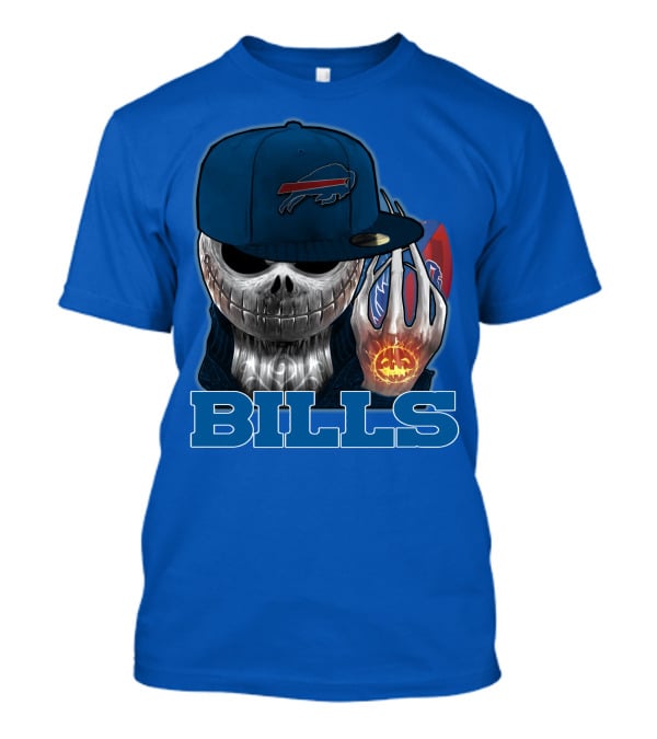 Jackskull Buffalo Bills NFL Skeleton Pumpkin Halloween T-Shirt