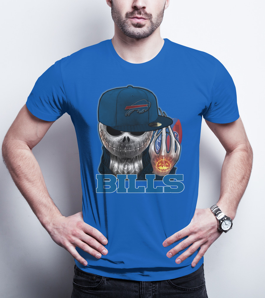 Jackskull Buffalo Bills NFL Skeleton Pumpkin Halloween T-Shirt
