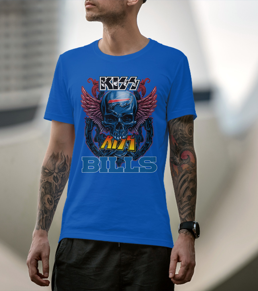 Kiss Bills Buffalo Bills Skull Winged T-Shirt