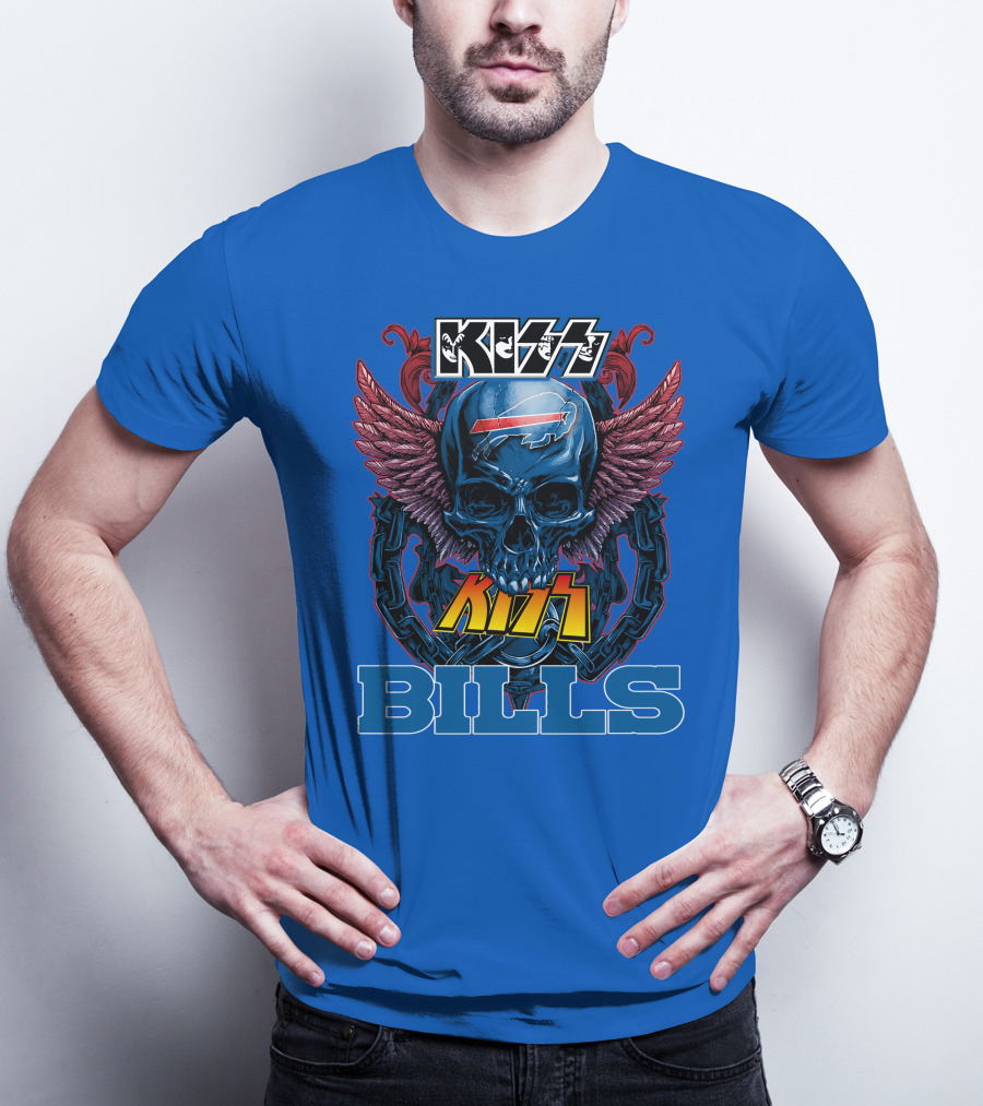 Kiss Bills Buffalo Bills Skull Winged T-Shirt